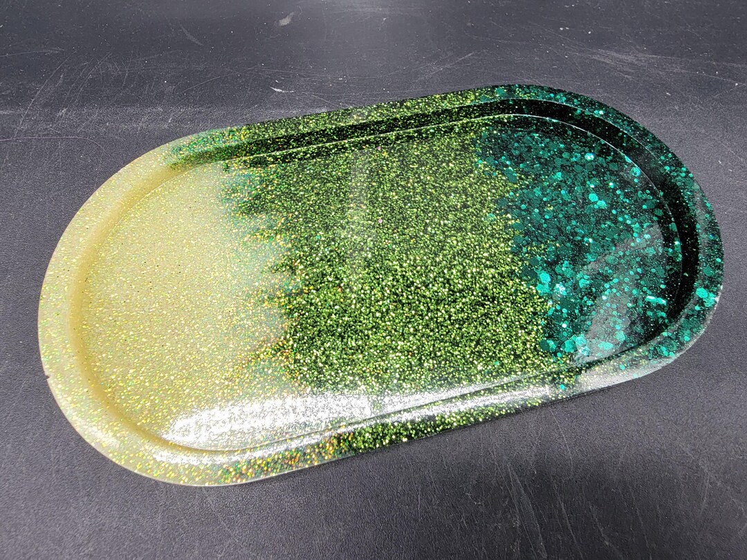 Lucite or Acrylic Green Glitter Vanity Tray - 6" - Etsy