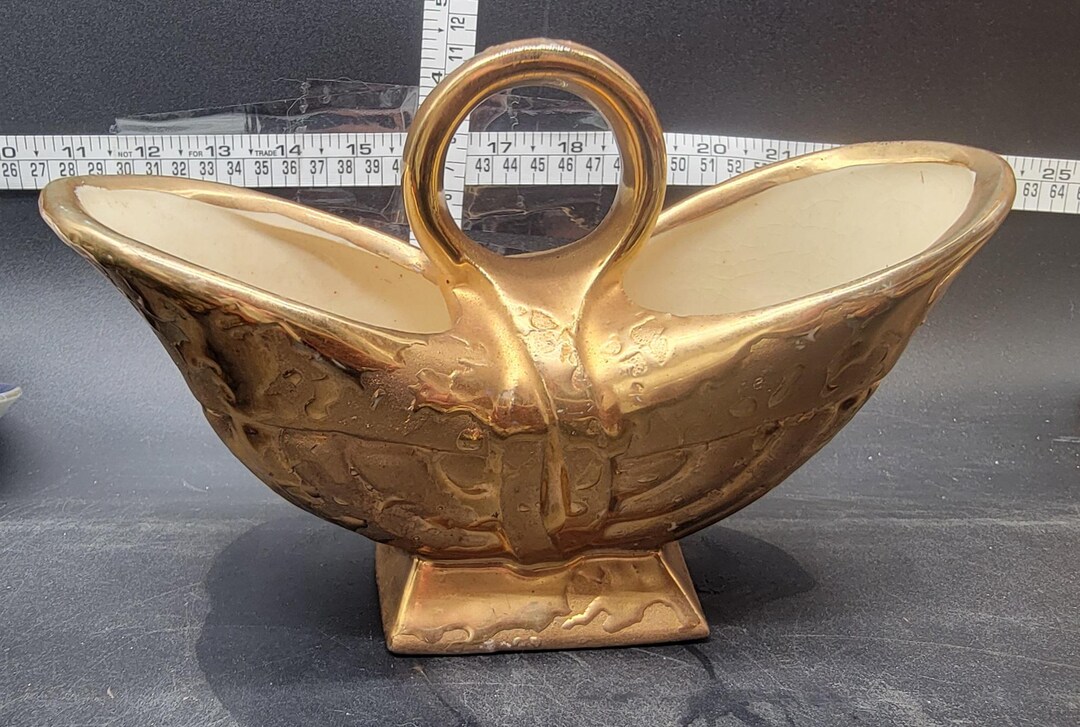 Vintage Weeping Gold Divided Planter Tears of Gold Basket or Double ...