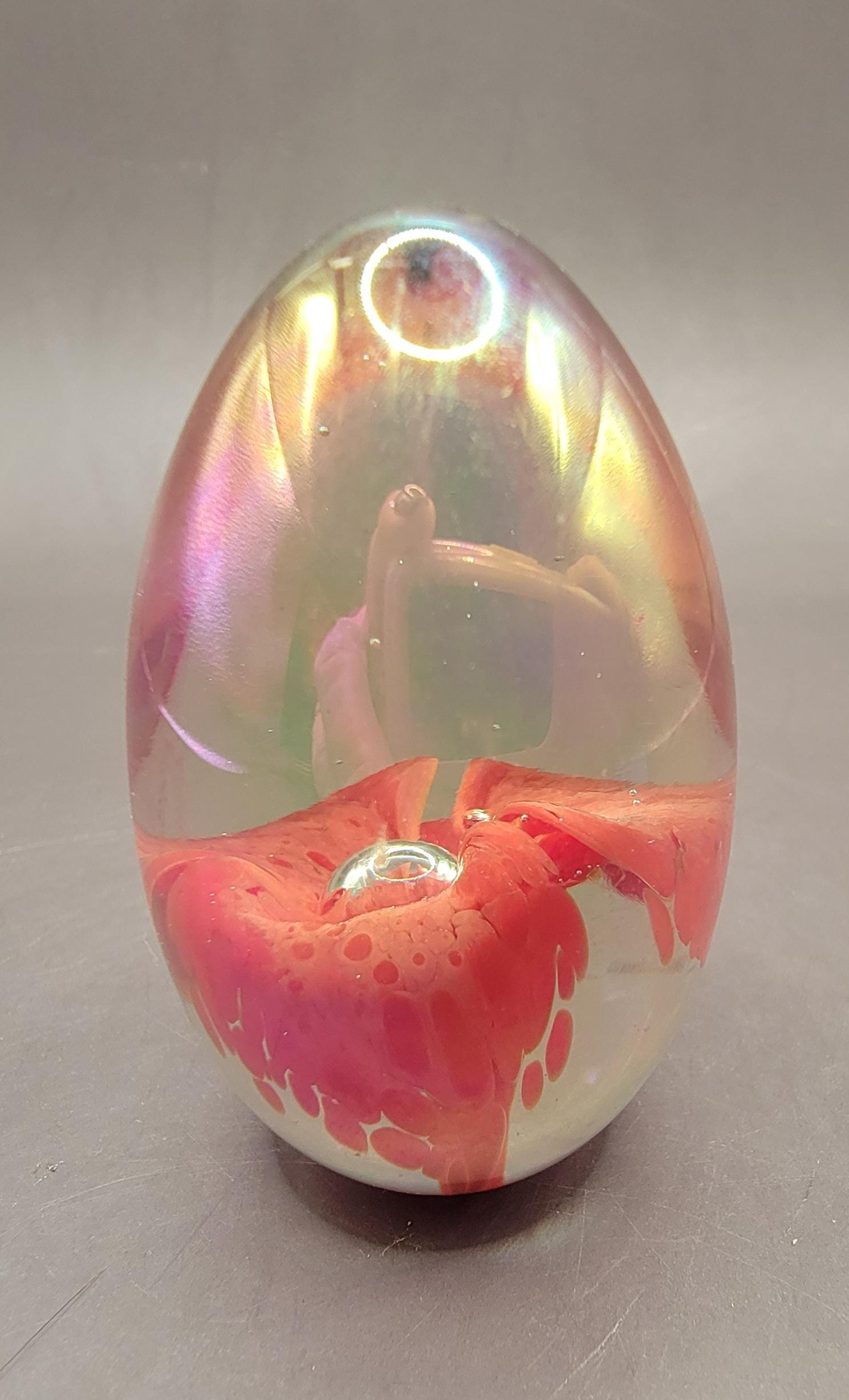 Vintage Small Red Lava Iridescent Paperweight - Etsy