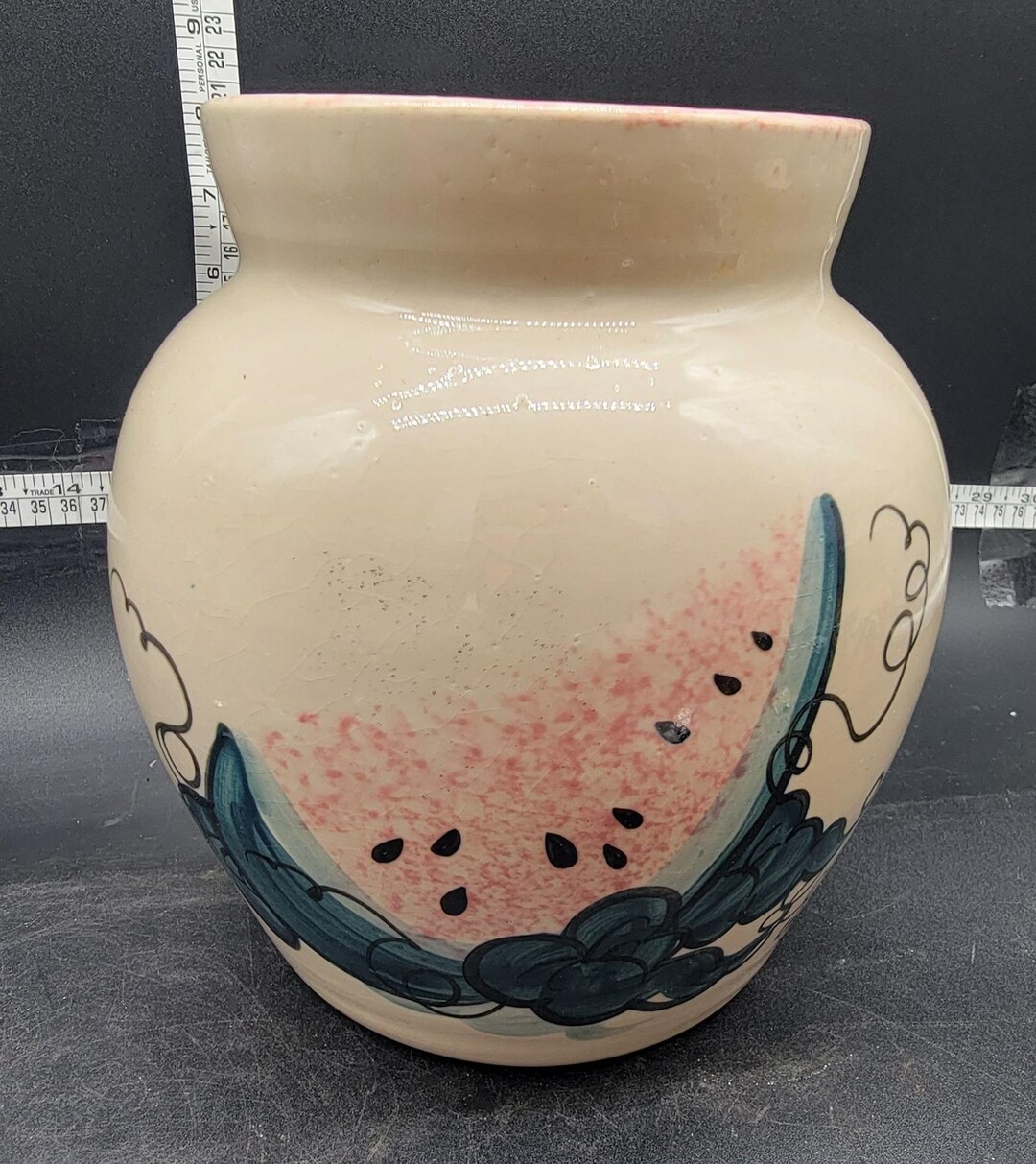Vintage Ellis Prod. Pottery Watermelon Vase or Planter Marshall TX - 8 ...