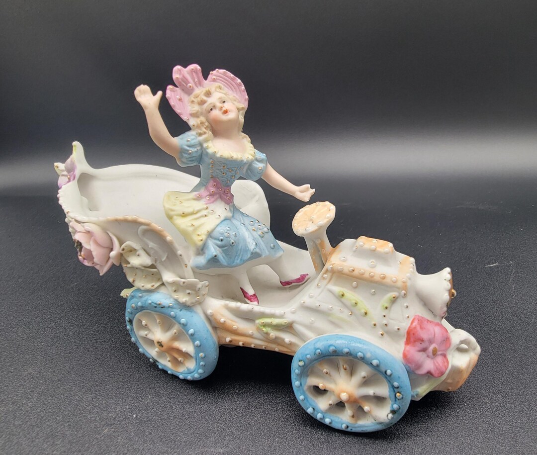Vintage Ceramic Lady Driving A Buggy Old Timey Figurine - Etsy