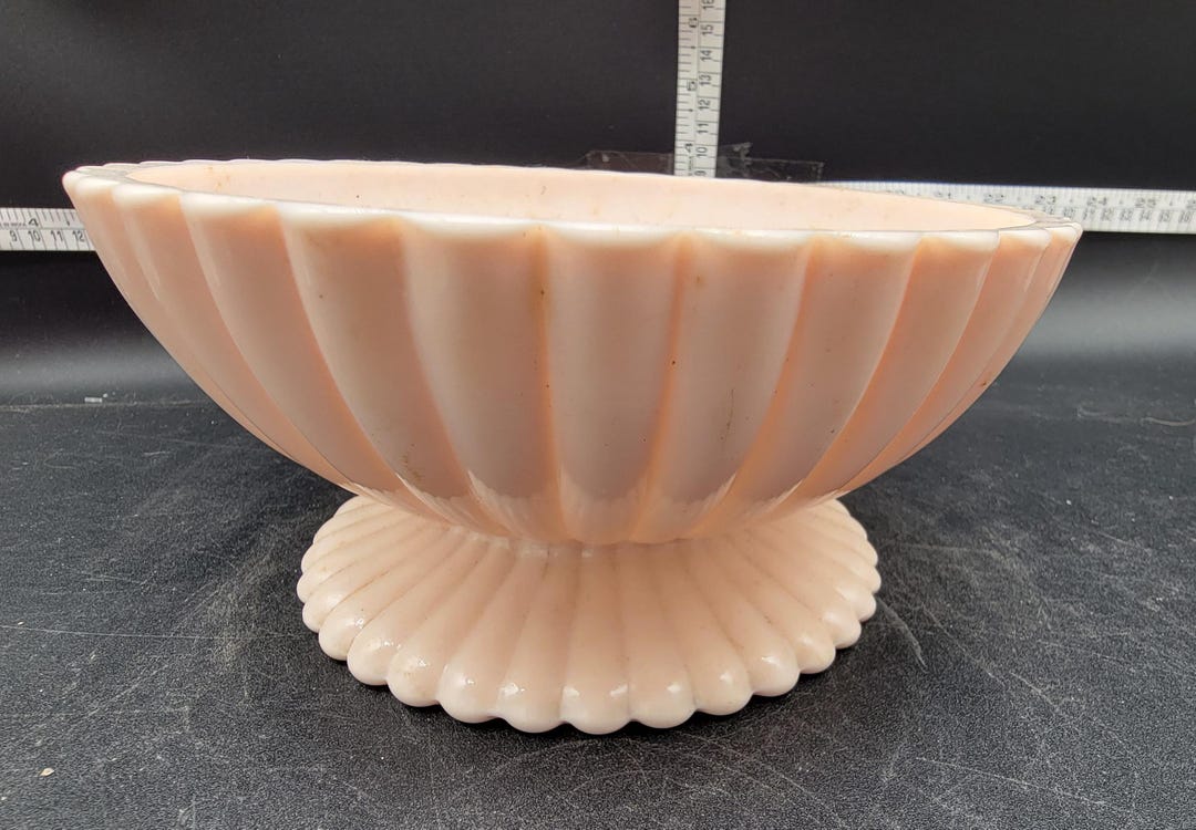 Vintage Pink Milk Glass Compote Bowl - Etsy
