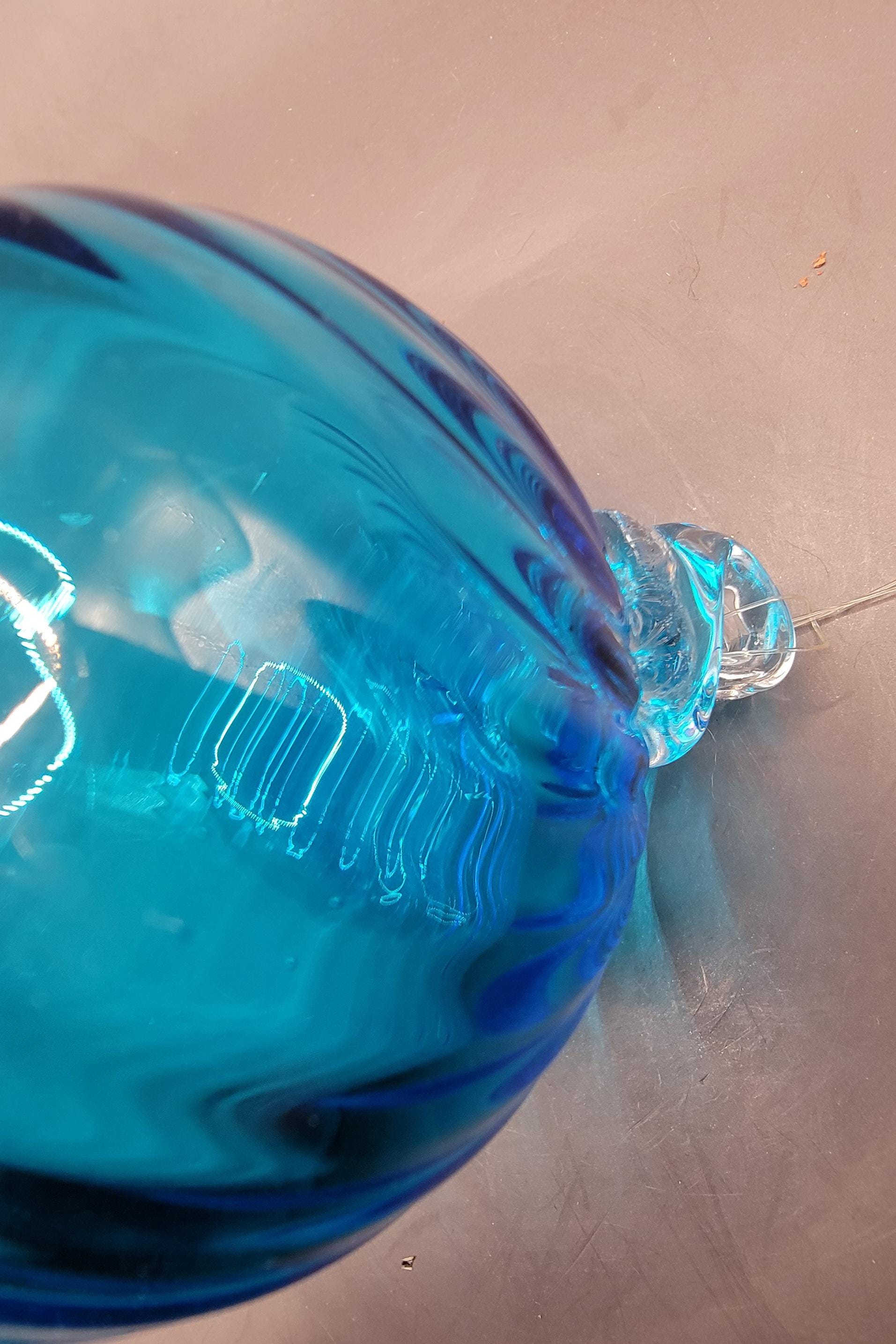 Vintage Aqua Blue Glass Orb Ornament - 3" - Etsy