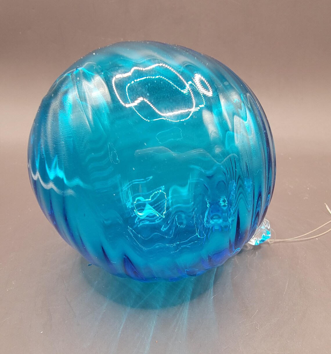 Vintage Aqua Blue Glass Orb Ornament - 3" - Etsy