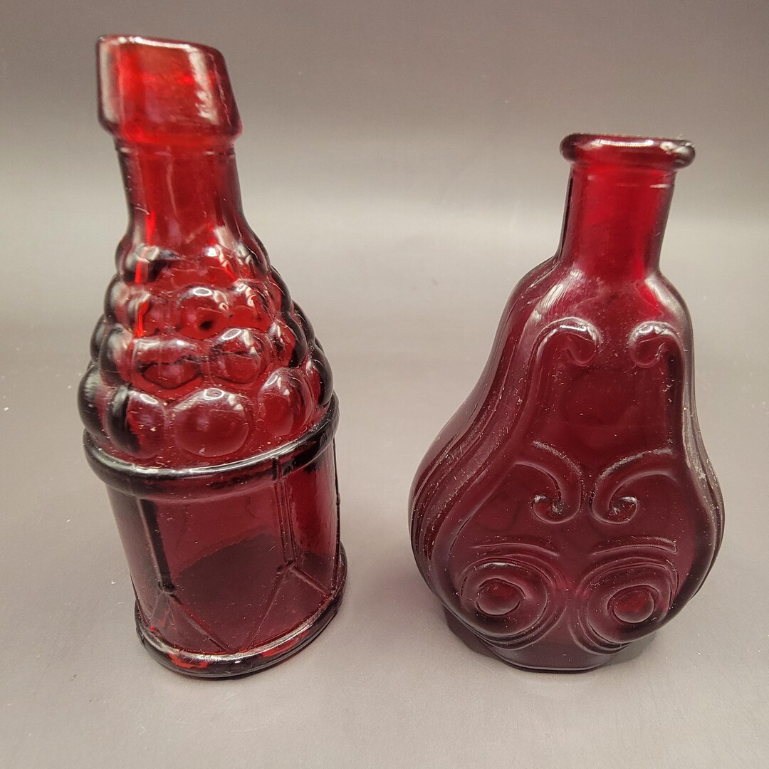 Vintage Pair of Wheaton Red Glass Mini Bottles 3 - Etsy