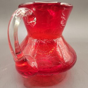 Vintage Red Crackle Glass Vase Pitcher - 4" - Etsy