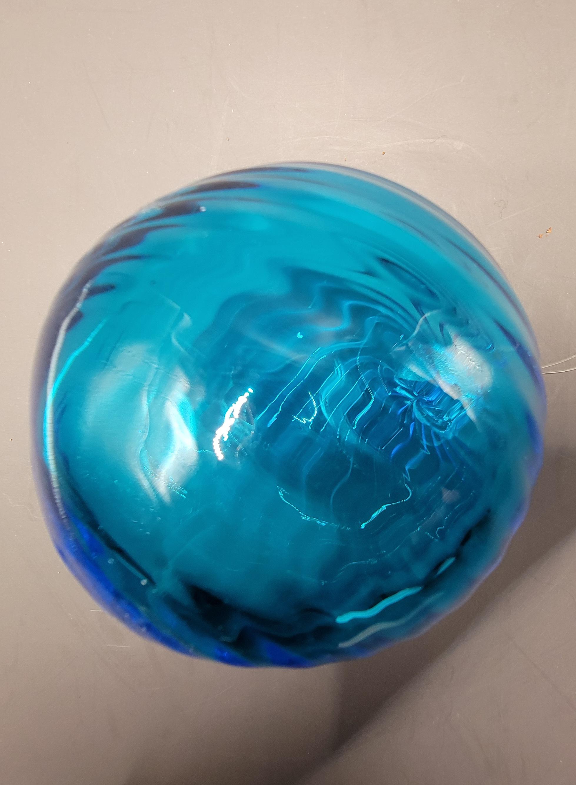 Vintage Aqua Blue Glass Orb Ornament - 3" - Etsy
