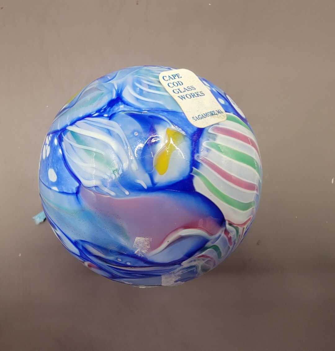 Vintage CAPE COD Glass Works Glass Orb in Blue - SGH - Etsy