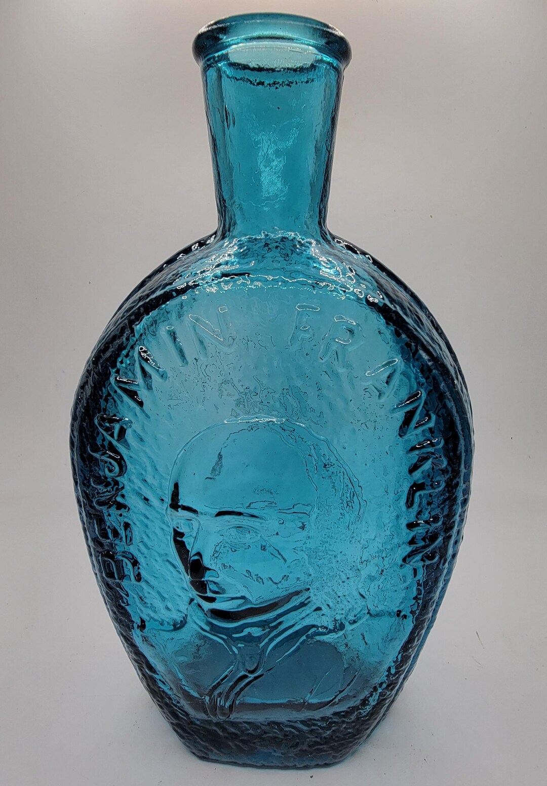 Vintage Wheaton Ben Franklin Bottle in Blue. House Flask. Wheaton ...