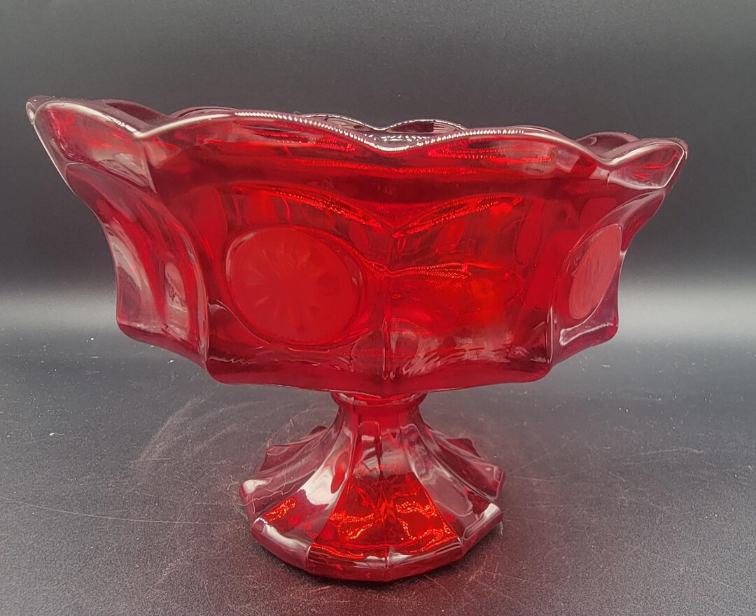 Vintage Red Fostoria Coin Footed Compote - 8" - Etsy