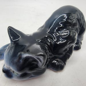 Vintage Dark Blue Kitty Cat Stretching or Pouncing - Taiwan - Etsy