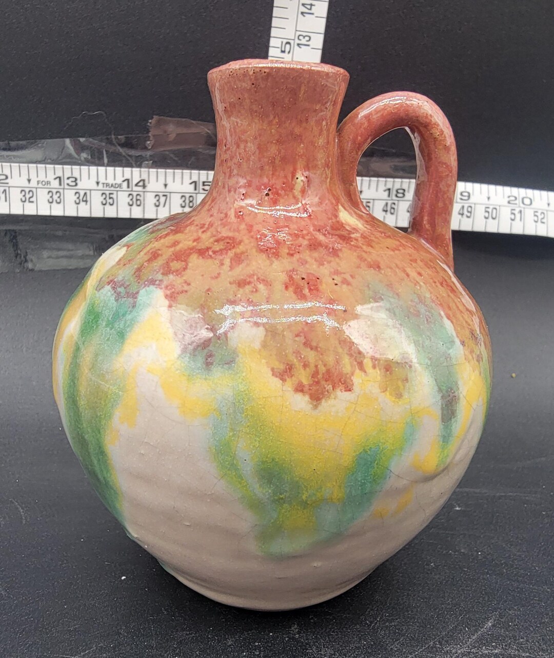 Vintage C. Cole Pottery Honey Jug, 1950s, Drip Glaze With Blush, Green ...