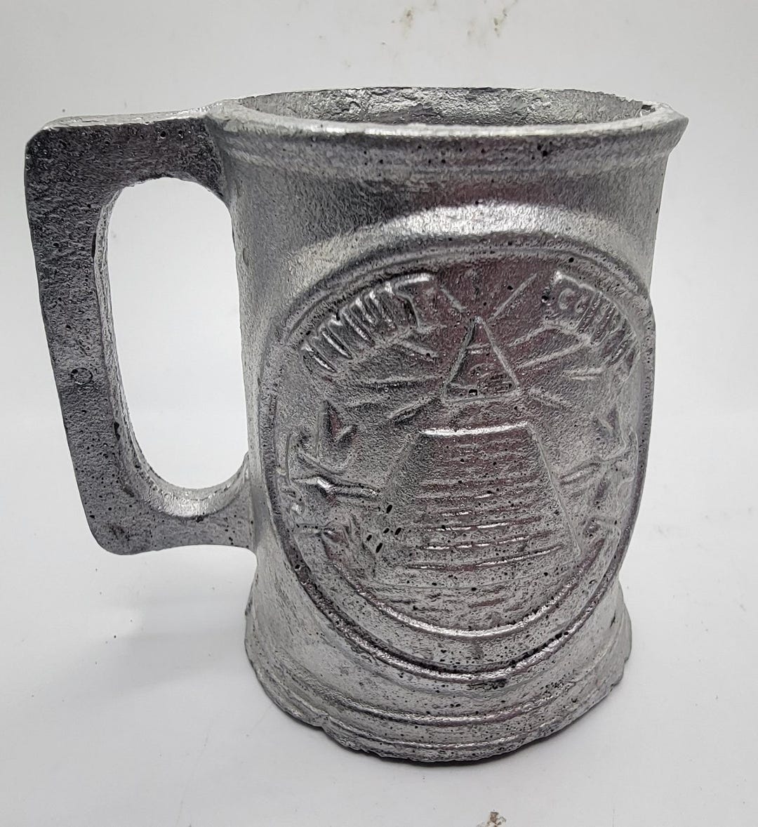 Vintage Pewter Mug: Primitive US Eagle & Pyramid Design, Made in Mexico ...
