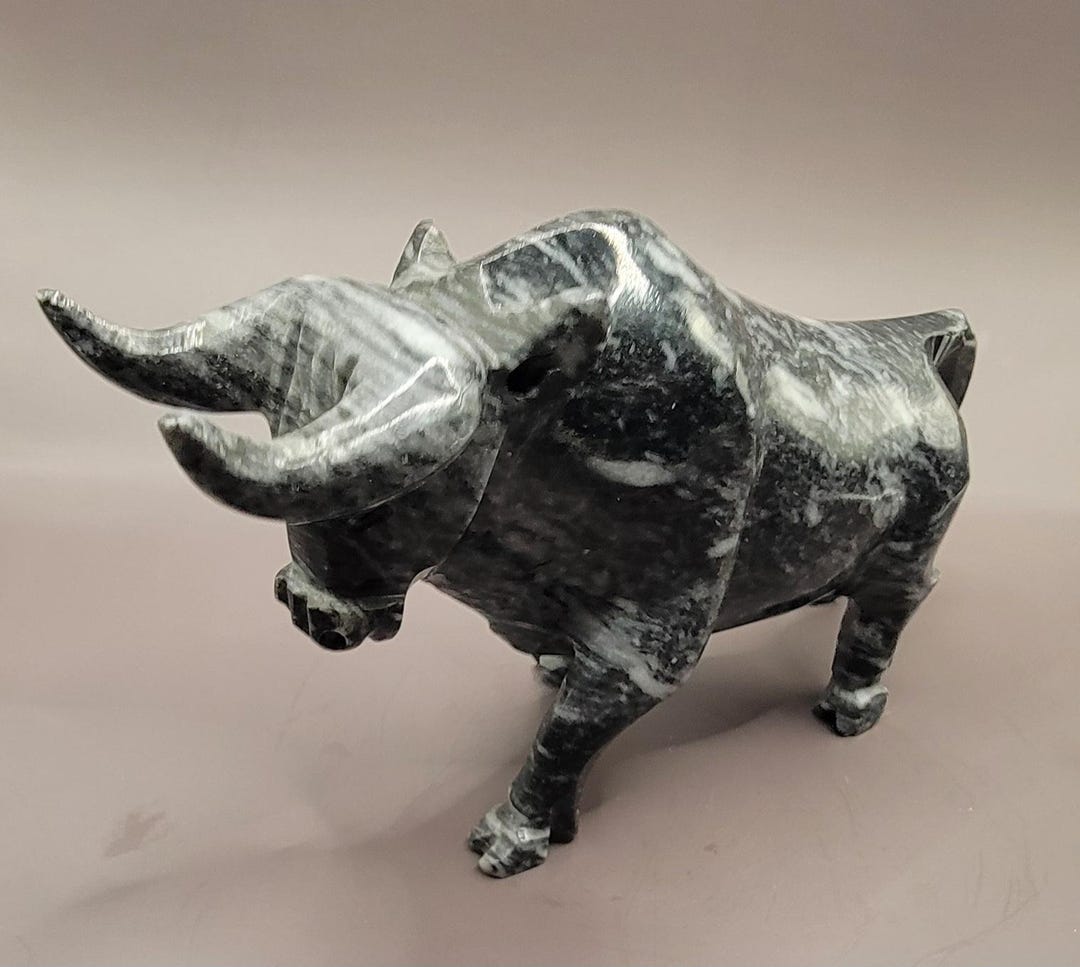 Vintage Large Black Onyx Bull Figurine 9" X 4.5" - Etsy