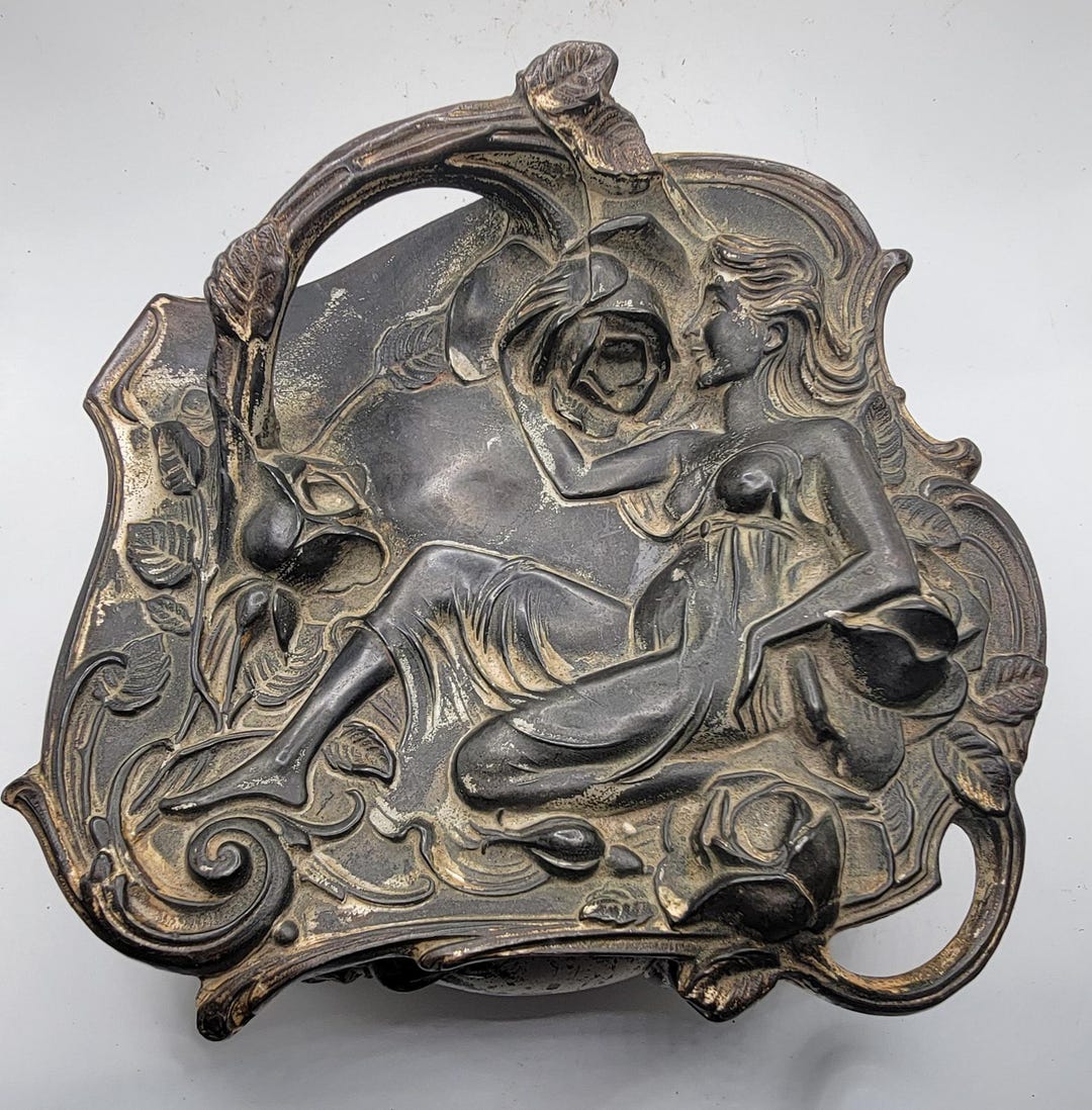 Antique Very Old Metal Female Figure Box - 5" - Etsy