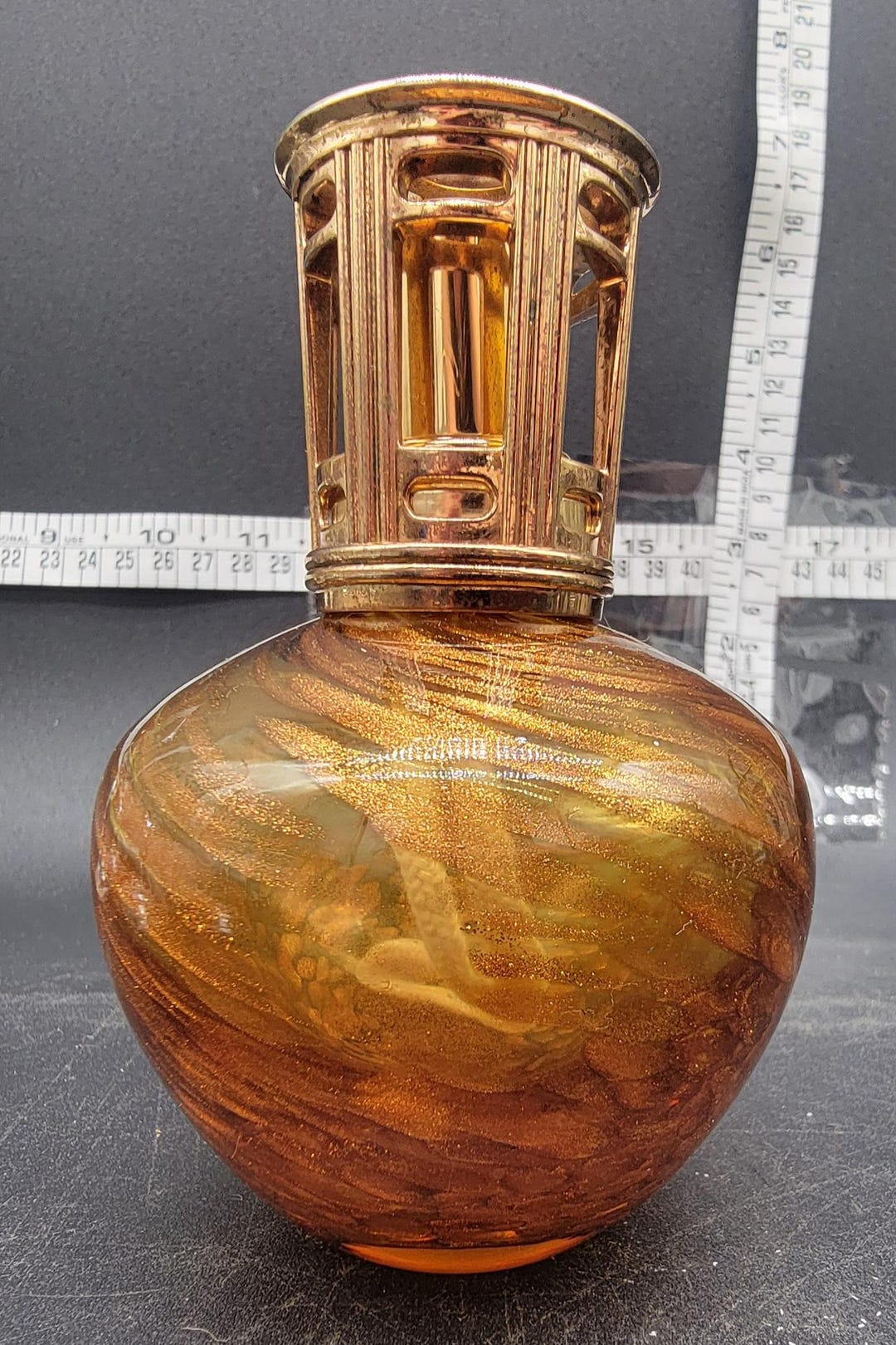 Vintage Amber and Gold Specks Scentier Fragrance Lamp, Funnel, Wick ...