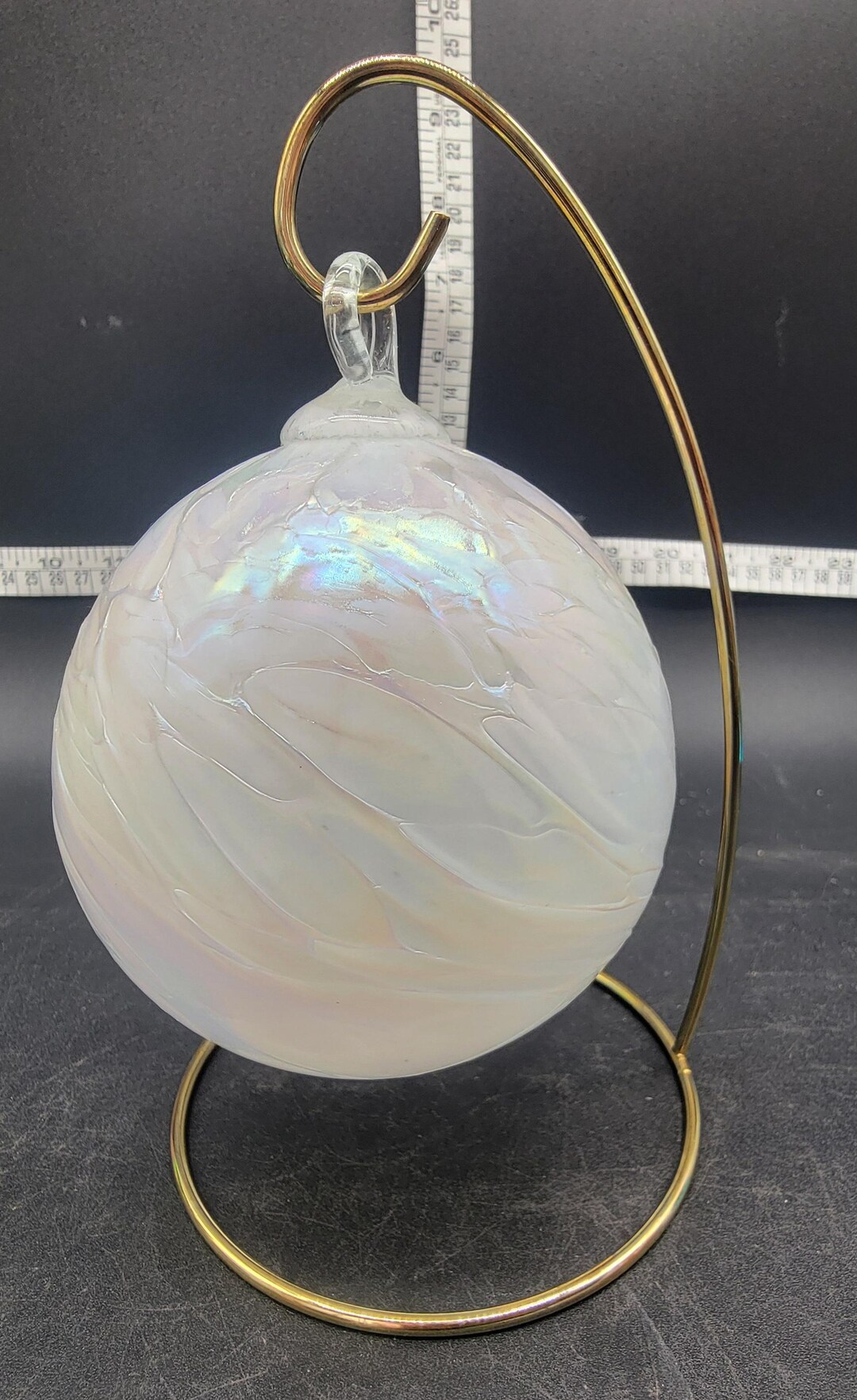 Vintage Iridescent White Orb on Stand - Etsy
