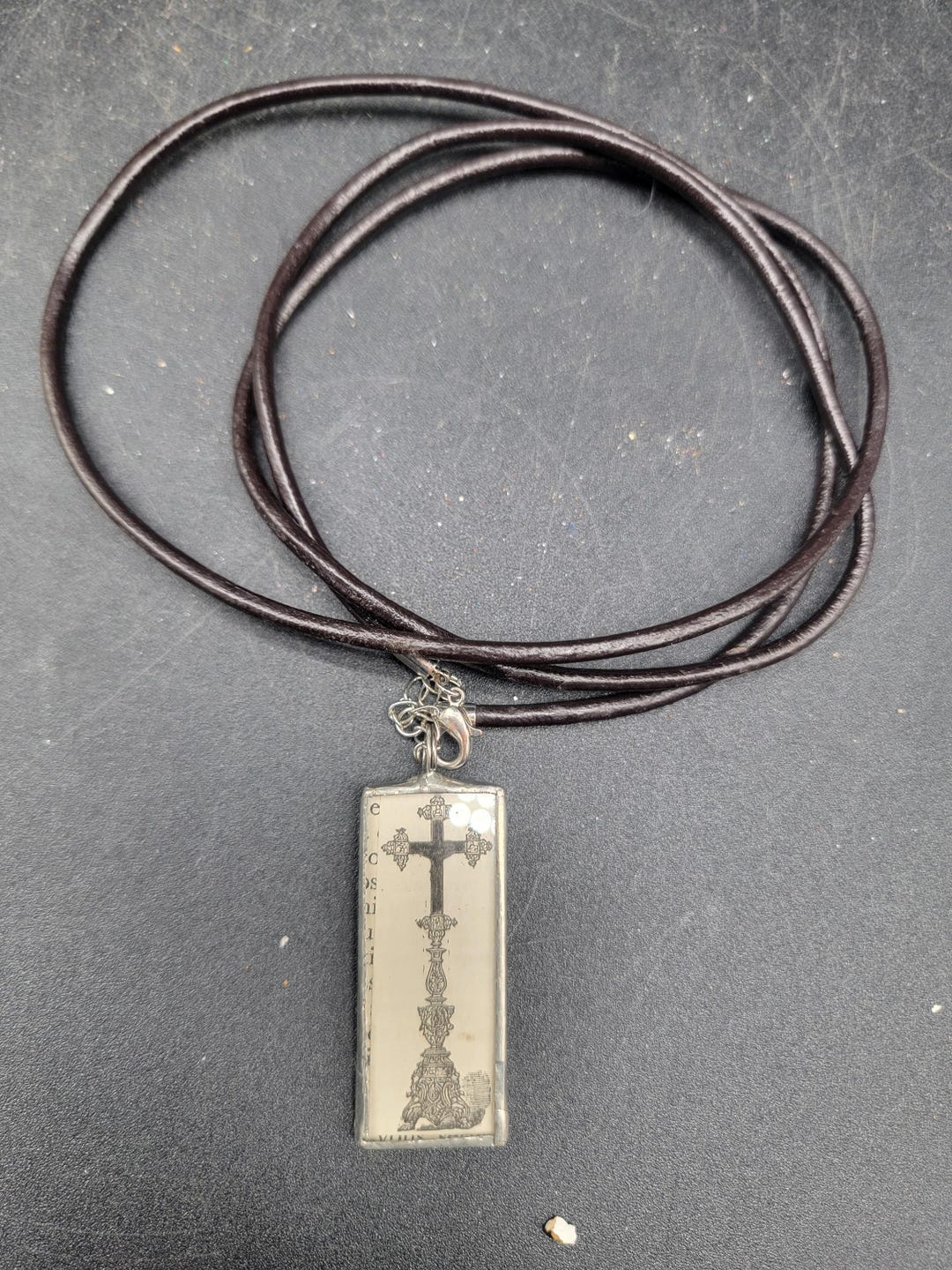 Vintage Gothic Cross French Newspaper Pendant Necklace - Etsy