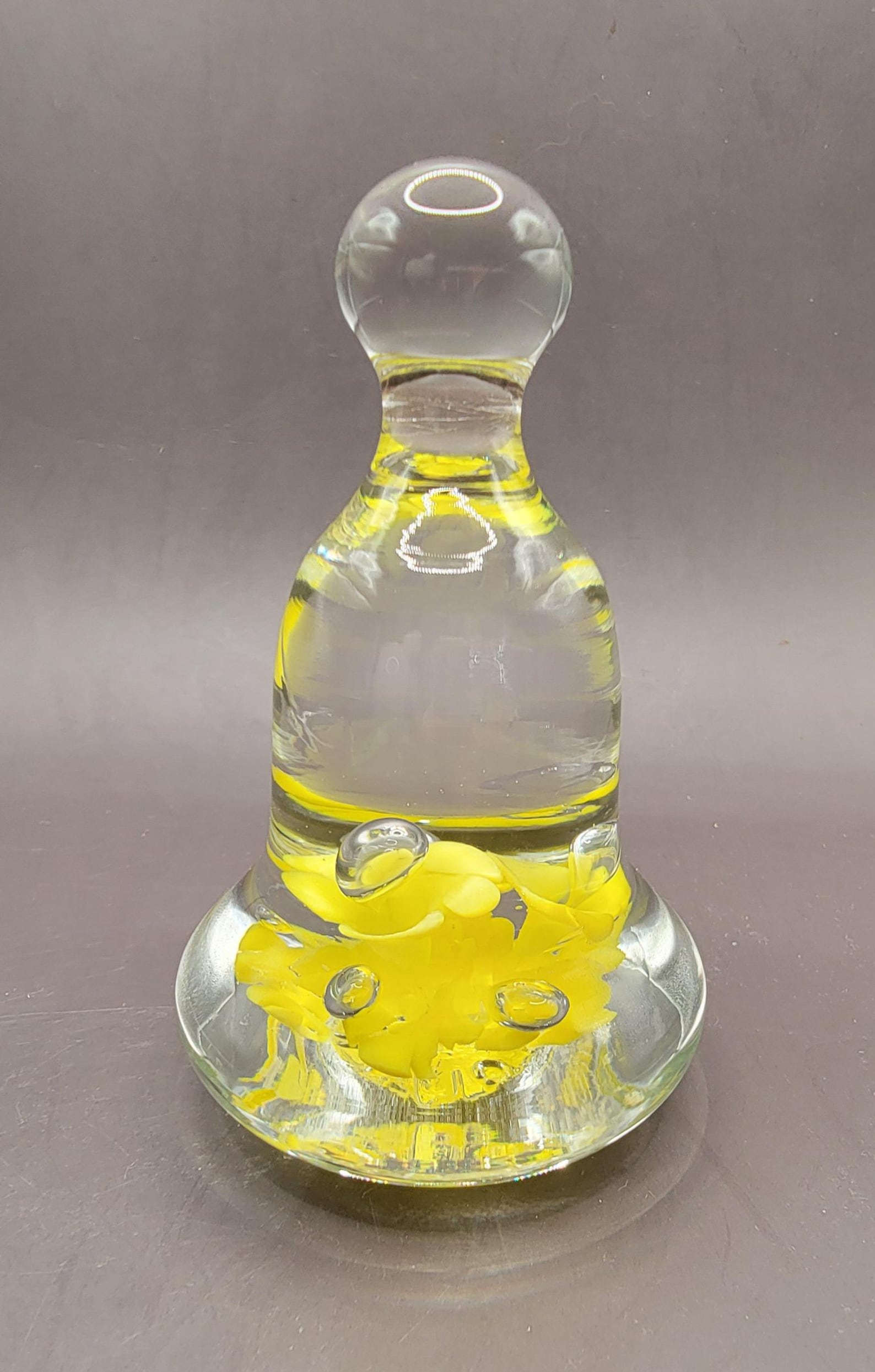 Vintage Joe St. Clair Yellow Glass Bell Paperweight - 3" - Etsy