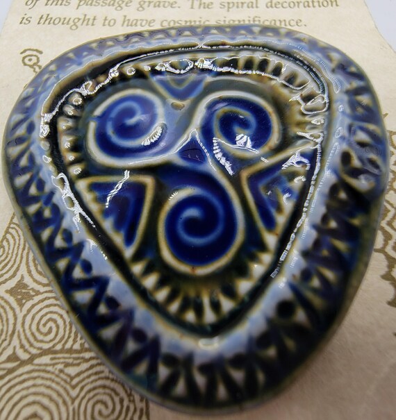 Vintage 1990s Celtic Triskelion Cobalt Blue Handmade … - Gem