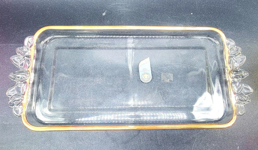 Vintage Walther Glas West Germany Glass Tray With Gold Edging and ...