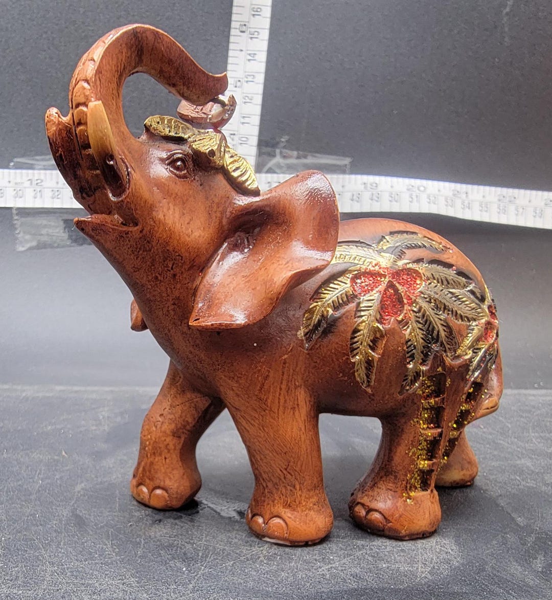 Vintage Wood Decorative Elephant Trunk up Palm Trees - Etsy