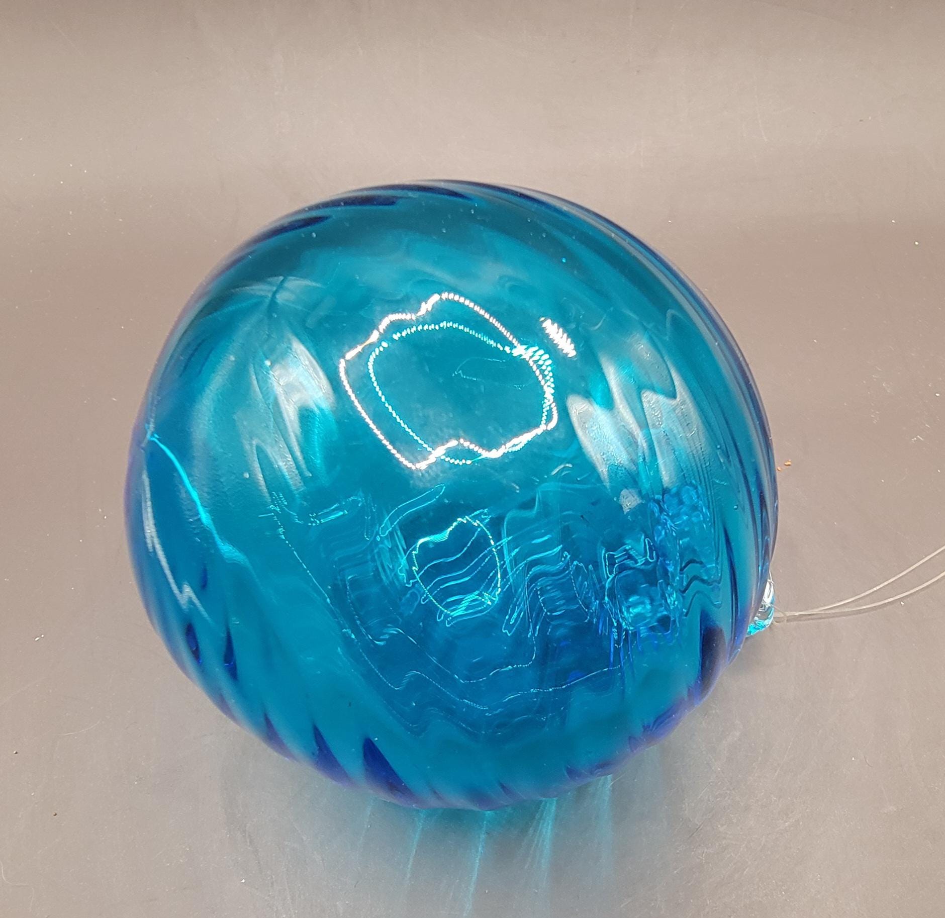Vintage Aqua Blue Glass Orb Ornament - 3" - Etsy
