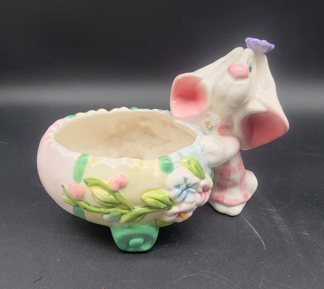 Vintage WCL Marked Ceramic Bunny Planter 6 - Etsy