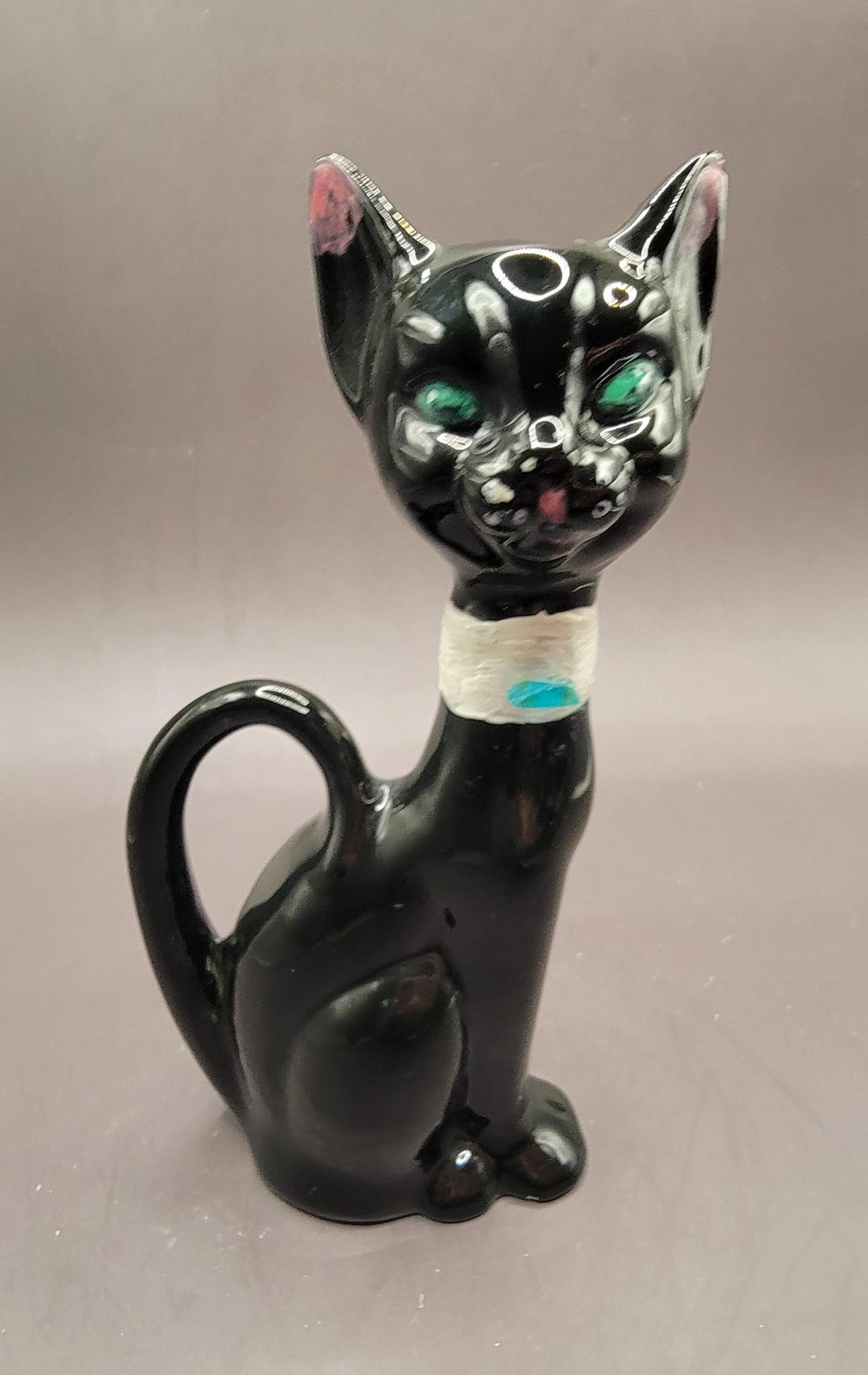 Vintage Ceramic Black Cat Figurine Statue - 5" - Etsy