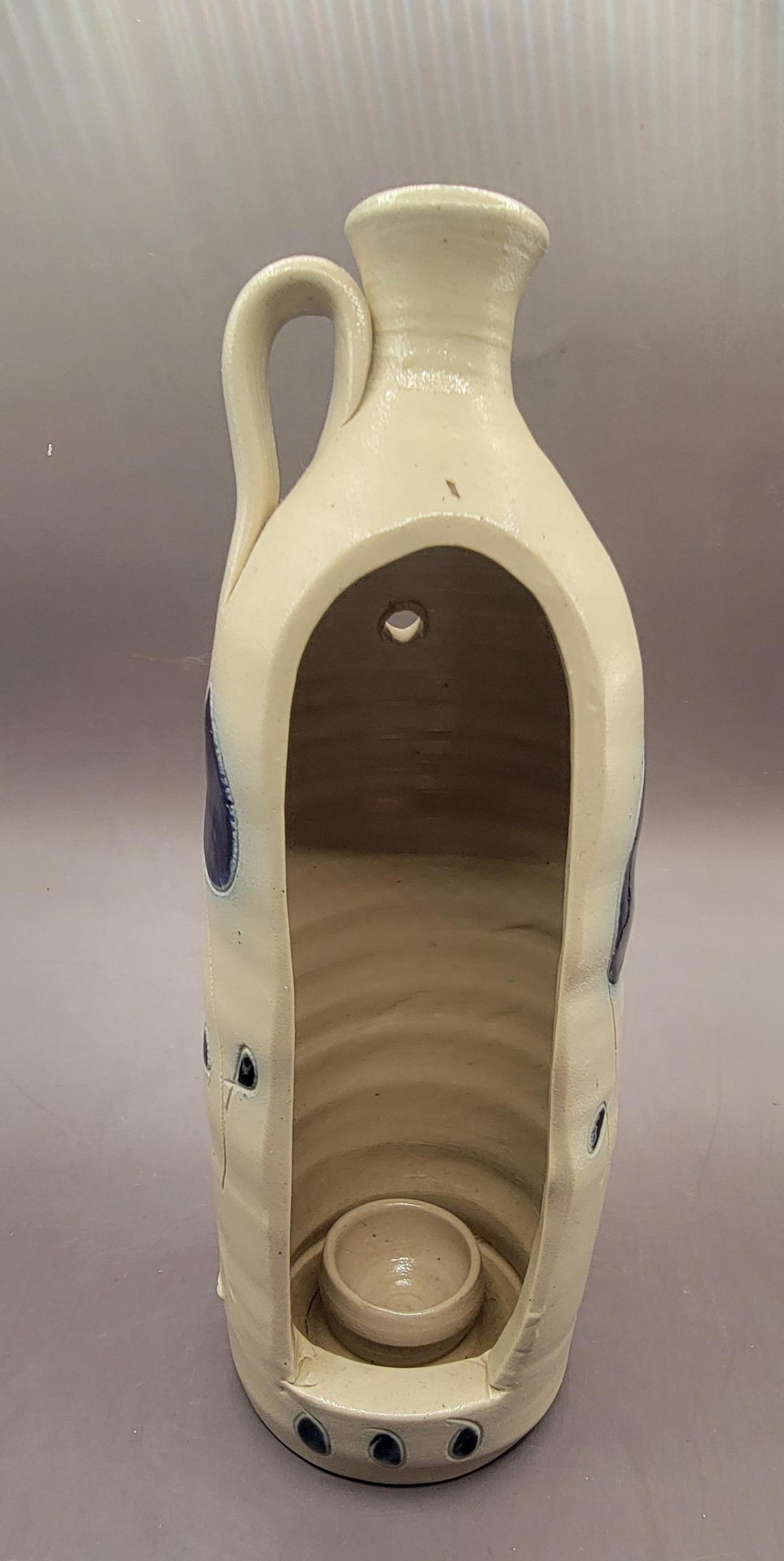 Vintage Williamsburg Pottery Salt Glaze Cobalt Blue Leaf Pottery - 8.5 ...