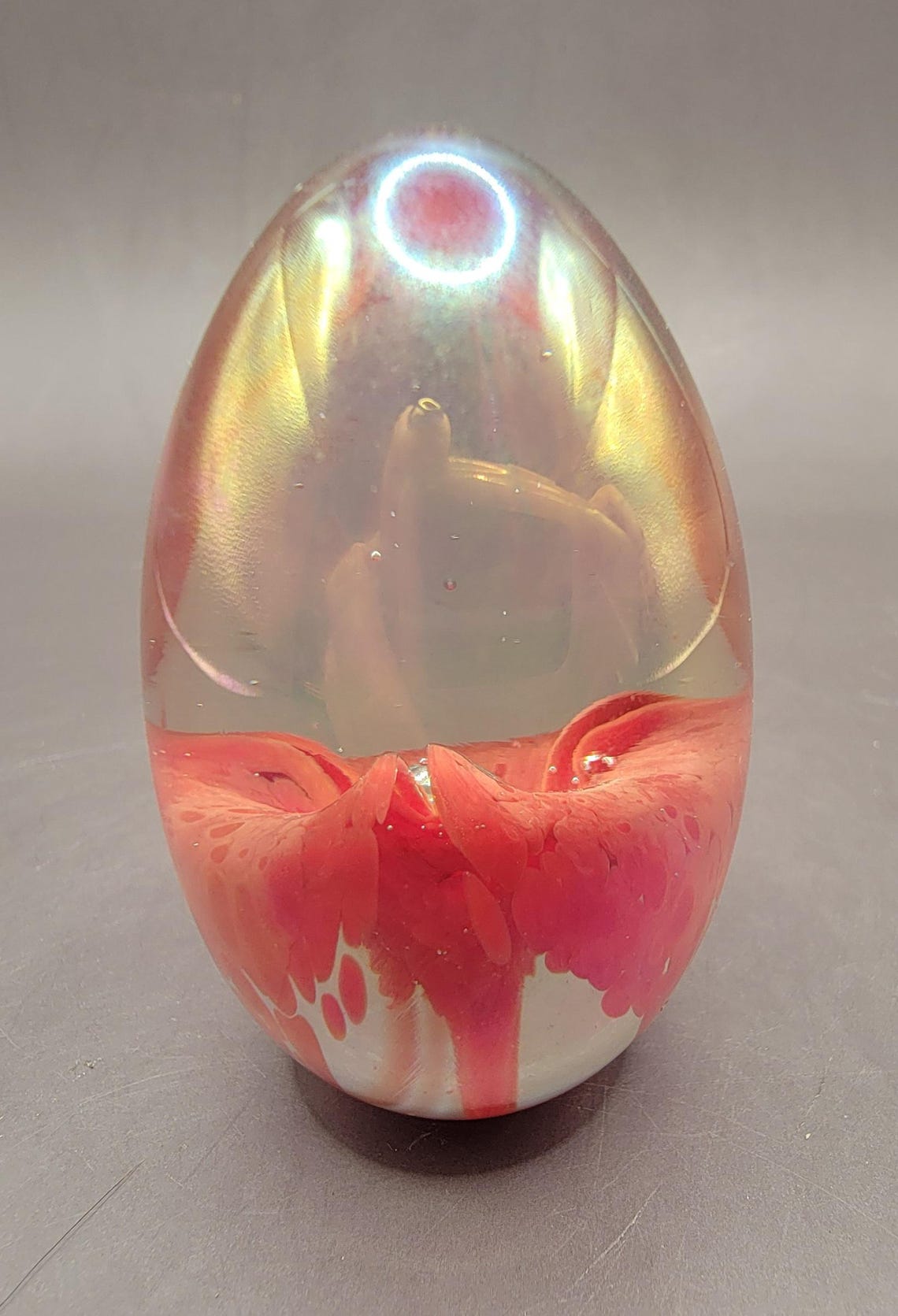 Vintage Small Red Lava Iridescent Paperweight - Etsy