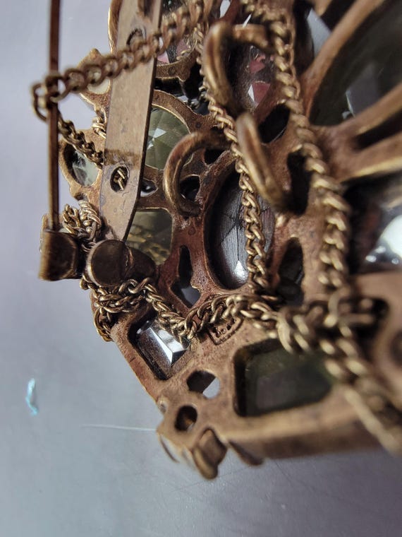Antique Vintage Green Rhinestone Steampunk Style Gold… - Gem