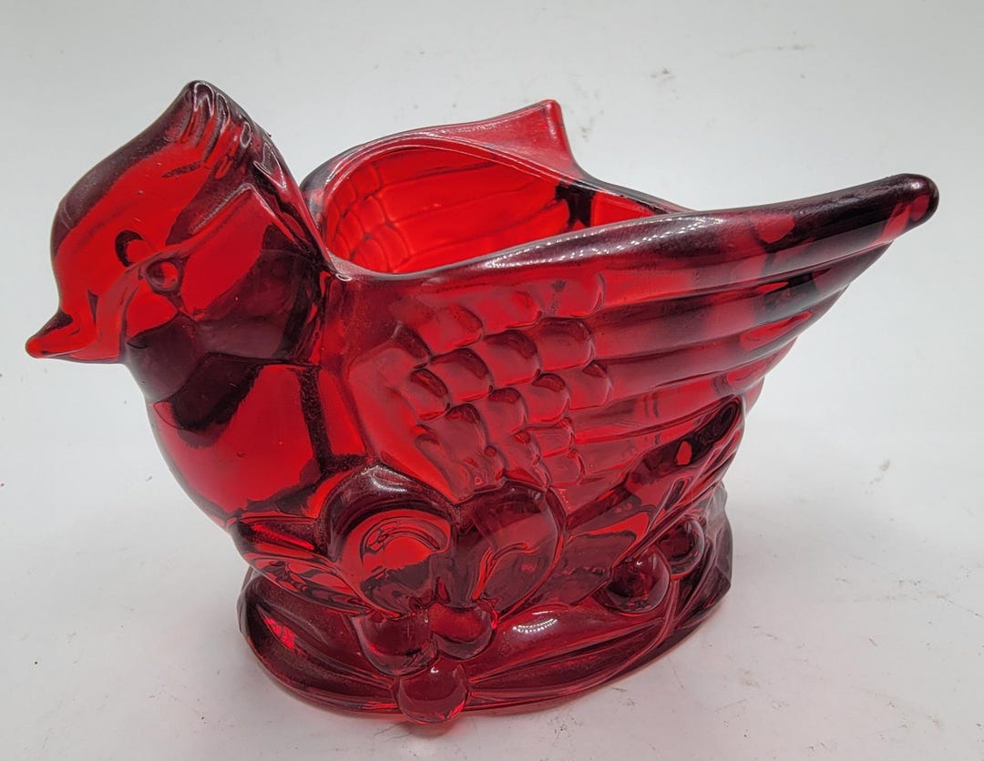 Vintage Gorham Ruby Red Cardinal Art Glass Air Plant Succulent Planter ...