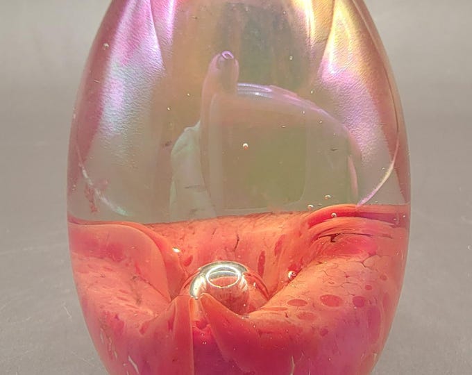 Vintage Small Red Lava Iridescent Paperweight - Etsy