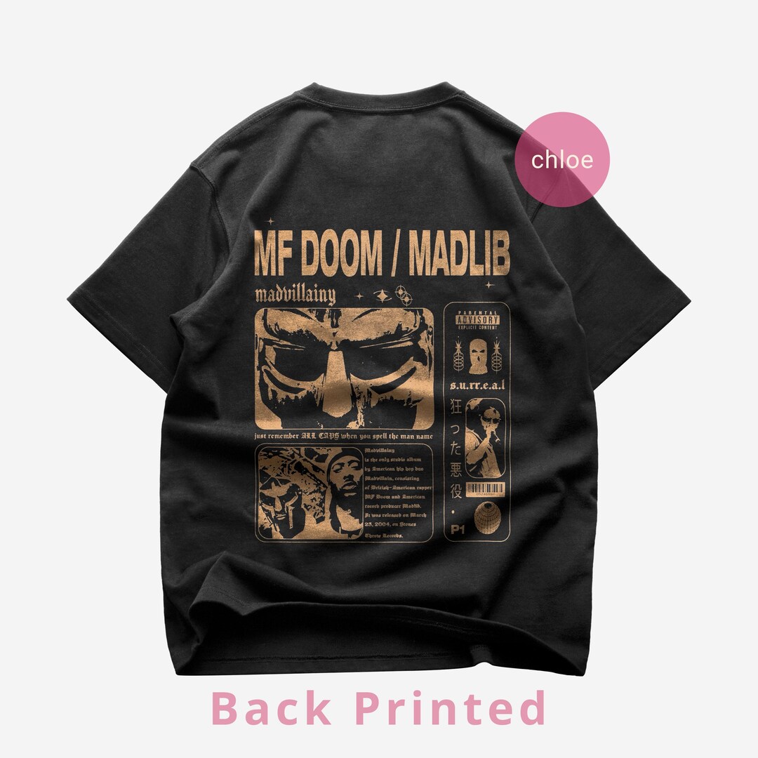Premium MF Doom Back T-shirt - Madvillainy Album Shirt - MF Doom New Album Shirt - Unisex Heavy ...