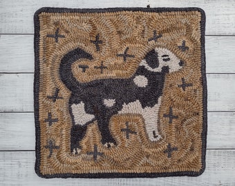 Primitive Folk Art Hand Hooked Rug by Jean Tynan. Rug Design by Marion ...