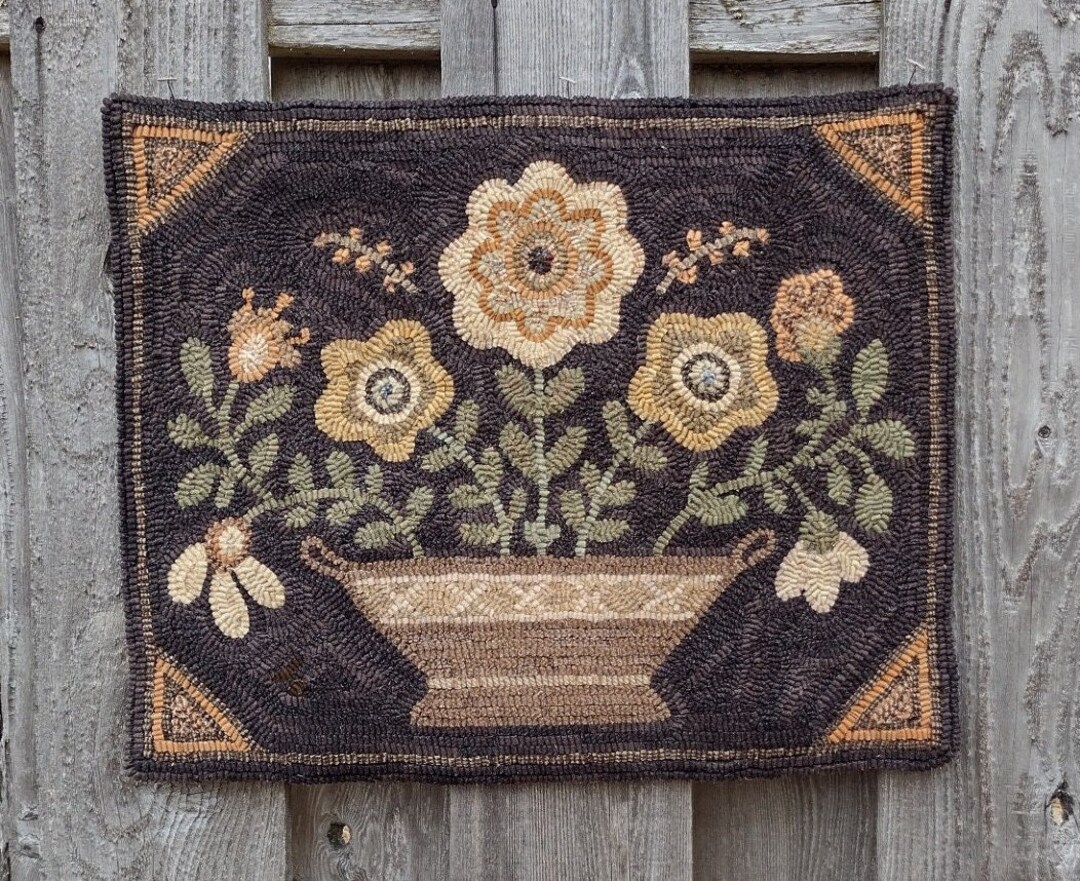 Maggie's Flower Basket Hand Hooked 100% Wool Rug - Etsy