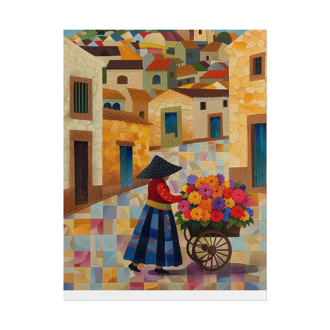 Woman With Flower Cart 9 Old Town Village Square, Cart Overflowing With ...