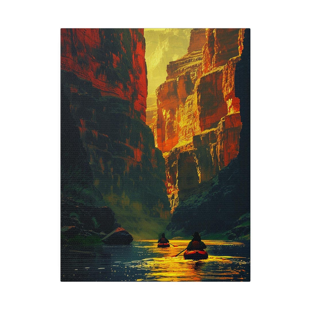 Canyon Explorers A Couple in Their Kayaks Paddle Down a Shady Canyon ...