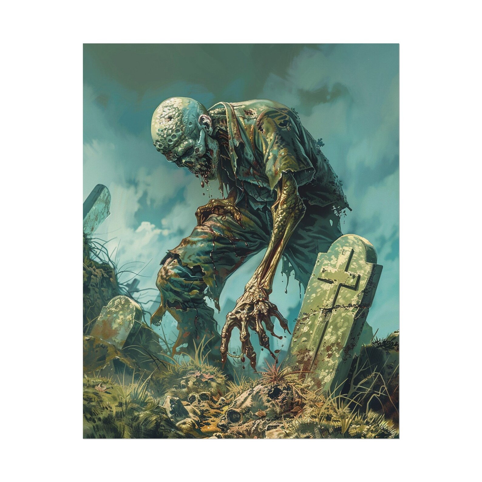 Halloween Decoration - Gruesome Zombie Raiding a Grave, Macabre ...
