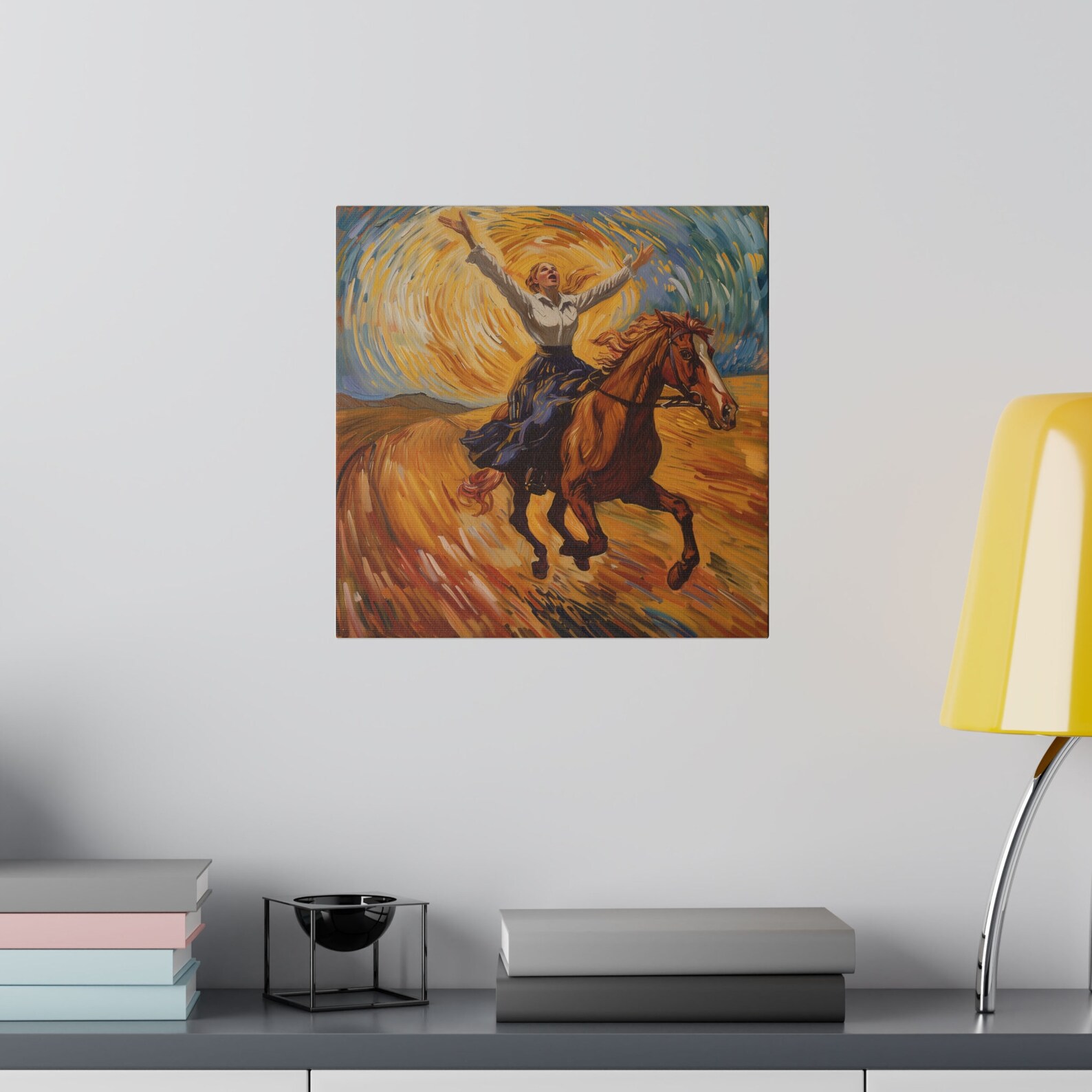 Joy Two - Freedom and Joy With Her BFF, Horse Rider Happiness Canvas ...