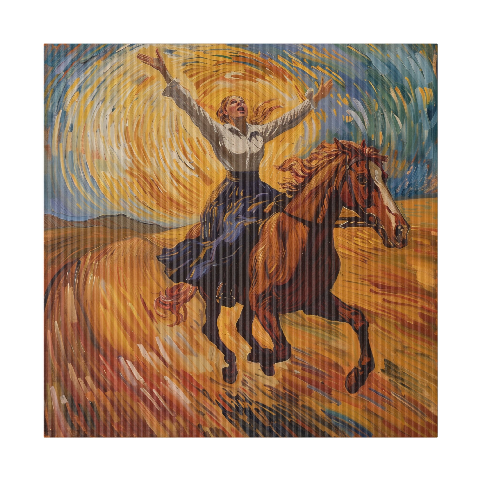 Joy Two - Freedom and Joy With Her BFF, Horse Rider Happiness Canvas ...