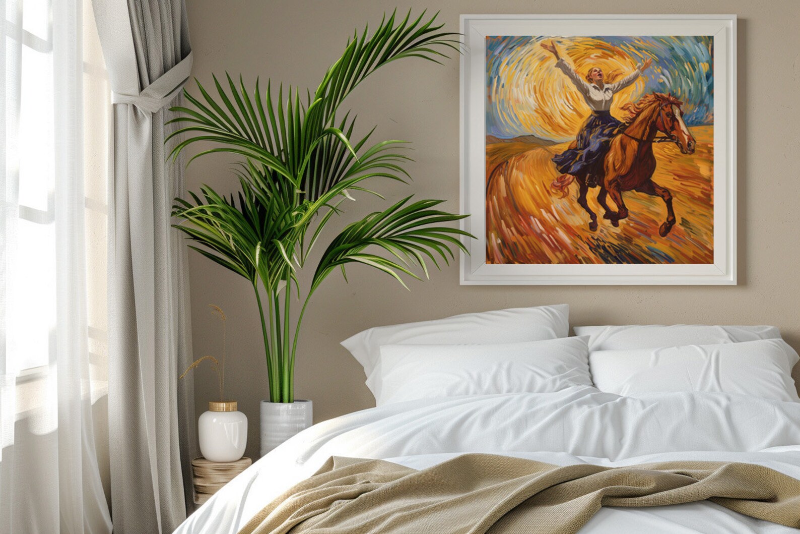 Joy Two - Freedom and Joy With Her BFF, Horse Rider Happiness Canvas ...