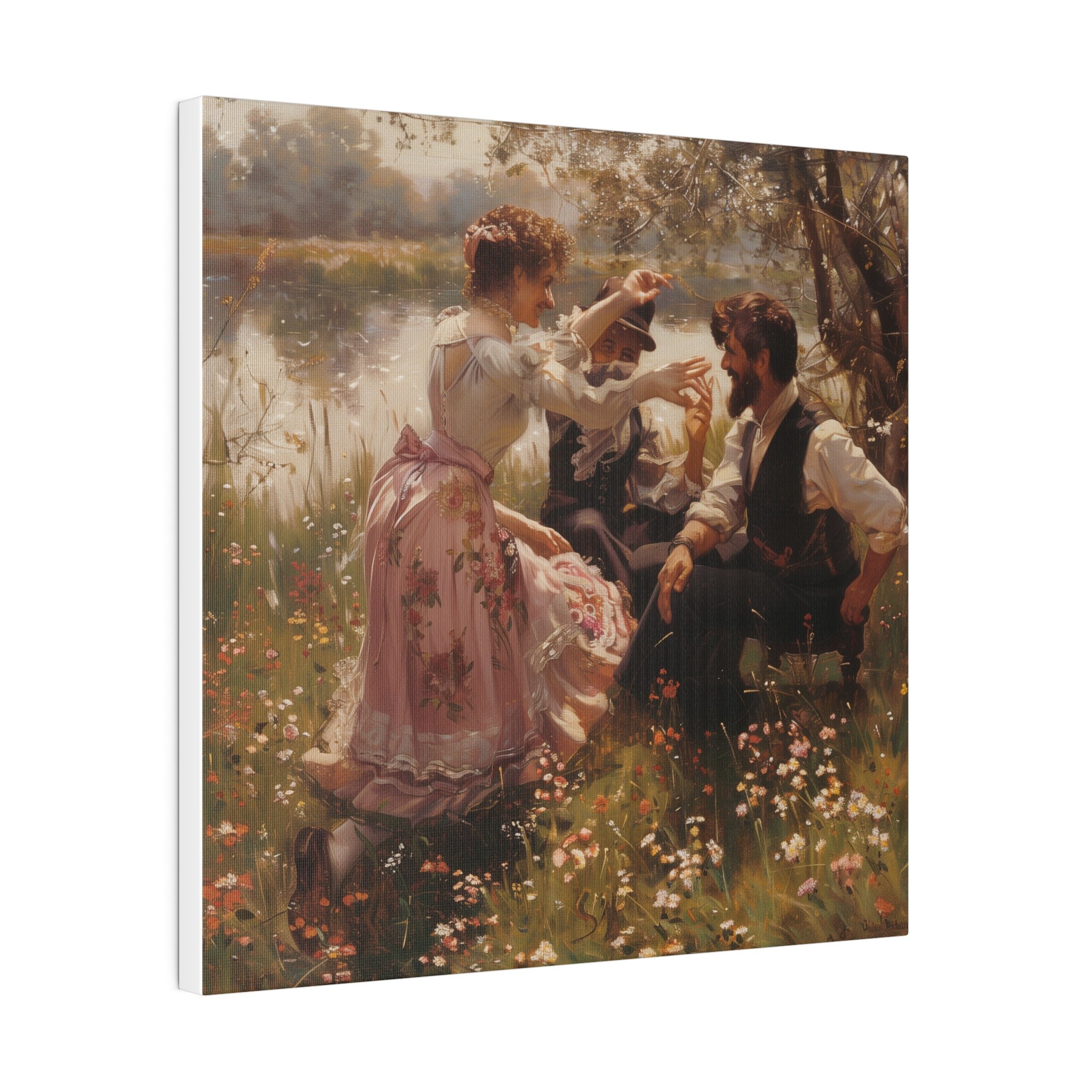 French Afternoon Three, Retro Romance France Countryside, River Flower ...