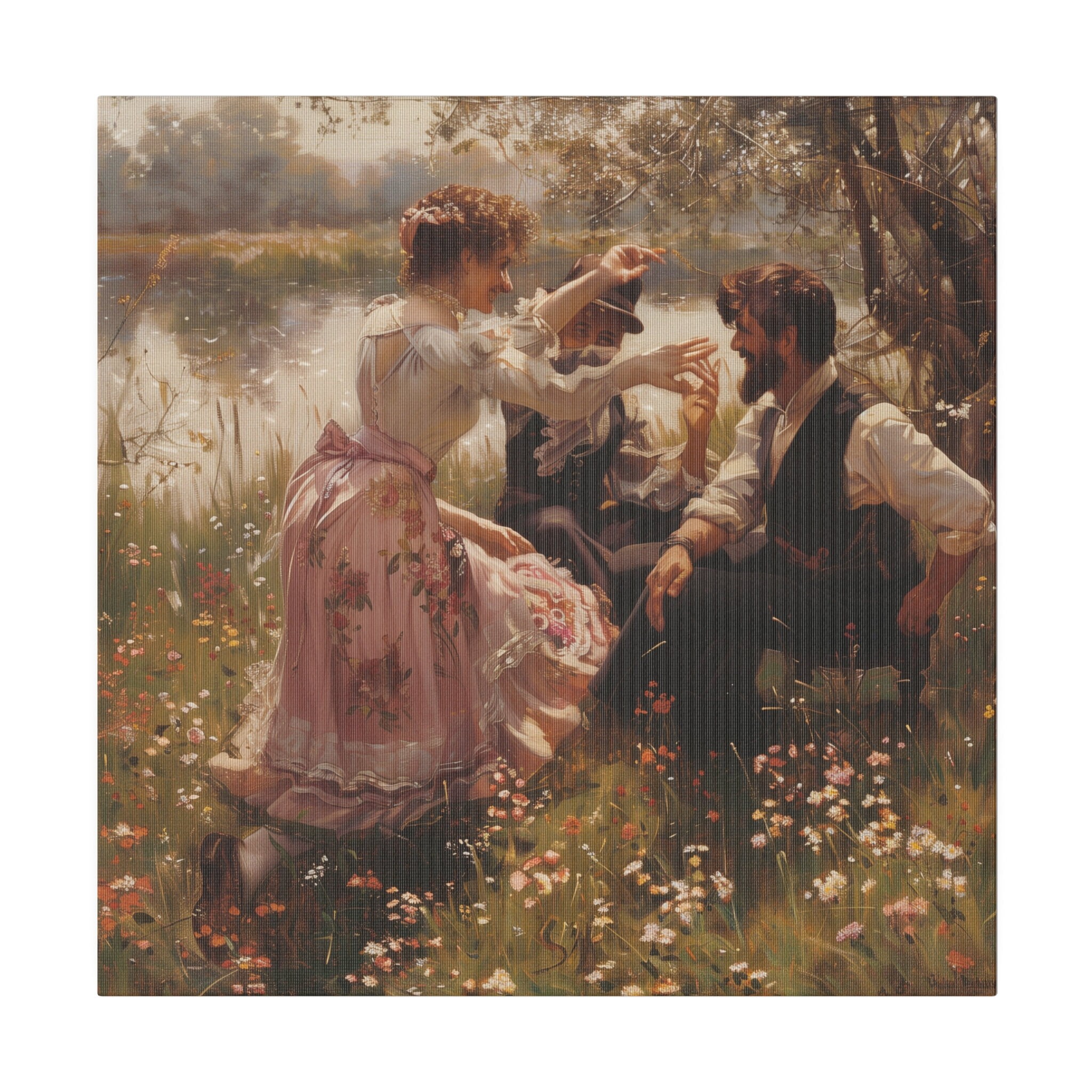 French Afternoon Three, Retro Romance France Countryside, River Flower ...
