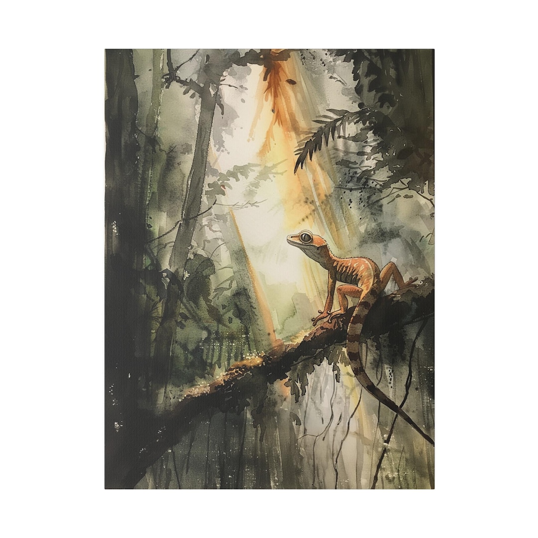 Realistic Gecko Modern Art Watercolor Style Gecko Lizards Wall Art Pet ...