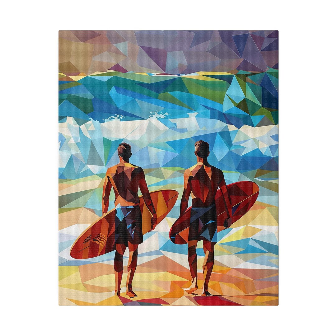 Surfers Geometric Abstract Modern Wall Art Surfers Headed to the Surf ...
