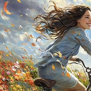 Flower Field Folly Bike Riding Floral Nature Beauty Bright Colorful ...