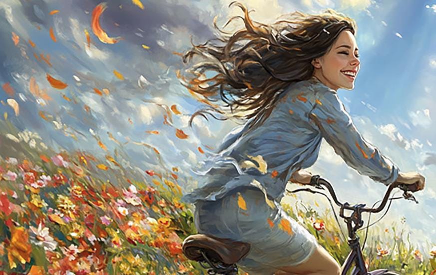 Flower Field Folly Bike Riding Floral Nature Beauty Bright Colorful ...