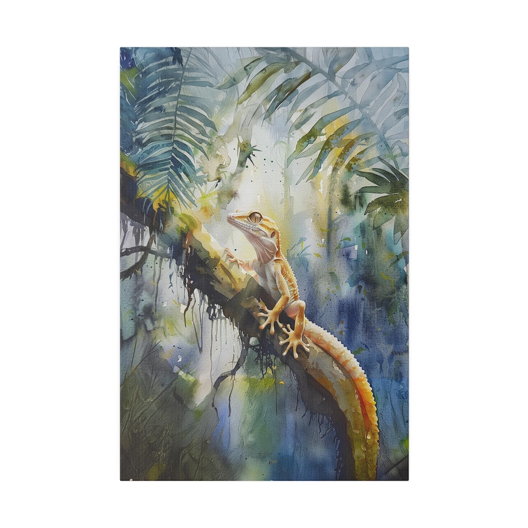 Realistic Gecko Modern Art Watercolor Style Gecko Lizards Wall Art Pet ...